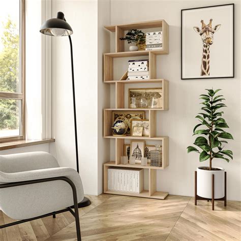 Полка для книг напольная на 6 ячеек Ш700xВ1920xГ238 сонома Gt 56 S фото отзывы