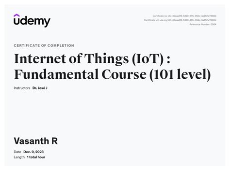 Vasanth R On Linkedin Udemy Course Completion Certificate