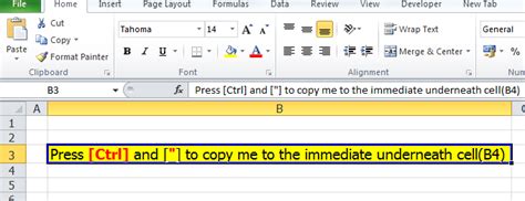Ctrl Quick Way To Copy And Paste The Entered Data To The Immediate Underneath Cell