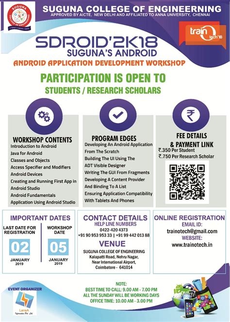 android application development workshop 2019 suguna college of