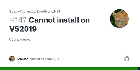 Cannot Install On Vs2019 · Issue 147 · Sergeyteplyakoverrorpronenet · Github
