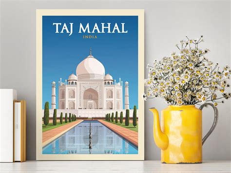 Taj Mahal India Travel Poster Print Taj Mahal Vintage Etsy