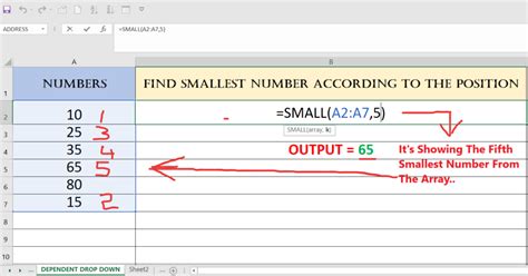 Find Smallest Number With Position In Excel Excel Help