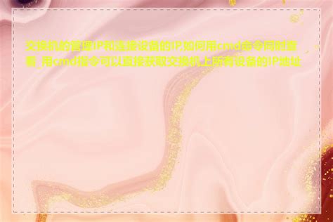 交换机的管理ip和连接设备的ip如何用cmd命令同时查看用cmd指令可以直接获取交换机上所有设备的ip地址吗 交换机的管理ip和连接设备的ip如何用cmd命令同时查看用cmd指令可以直接获取交换机上所有设备的ip地址吗