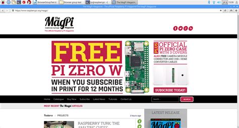 raspberry pi web browser group test — the magpi magazine