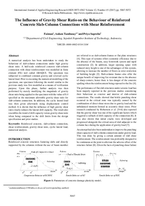 Pdf The Influence Of Gravity Shear Ratio On The Behaviour Of Reinforced Concrete Slab Column