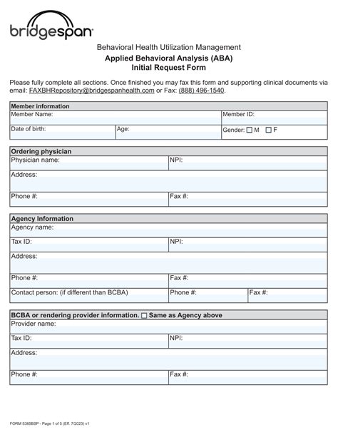 Form 5385bsp Behavioral Health Utilization Management Applied