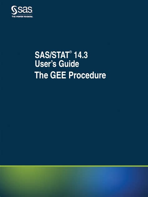 Sasstat 143 Users Guide The Gee Procedure Pdf Statistics