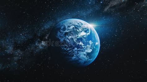 Planet Earth With Realistic Geography Surface And Orbital 3d Cloud Atmosphere Outer Space View