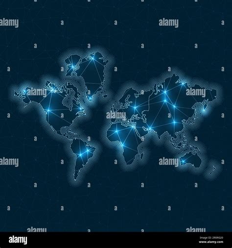 The World Network Map Abstract Geometric Map Of The World Digital Connections And
