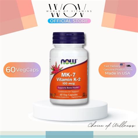 Now Foods Mk 7 Vitamin K 2 100 Mcg 60 Capsulessku2196 Th
