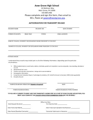 Fillable Online Transcript Request Form Transcript Request Form Fax
