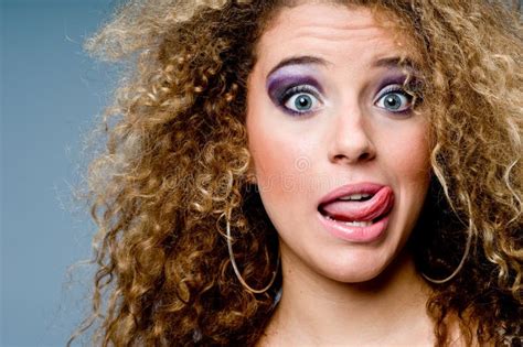 Licking Lips Stock Image Image Of Pose Fashion Curly 4993947