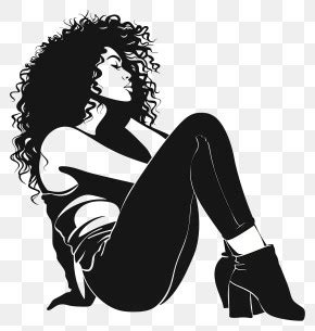 Woman Silhouette Sitting With Curly Hair Png Images Download Free