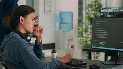 Asian Database Programer Writing Code On Computer Technology Stock Footage Ft Software And App