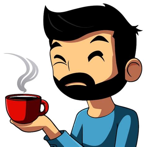 Espresso Elegance Cute Coffee Drinker Cartoon Vector Premium Ai