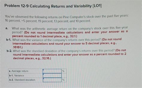 Solved Problem 12 9 Calculating Returns And Variability