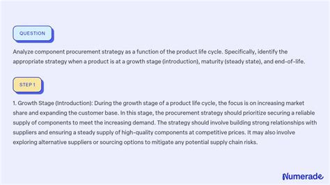 Analyze Component Procurement Strategy As A Function Of The Product Life Cycle Specifically