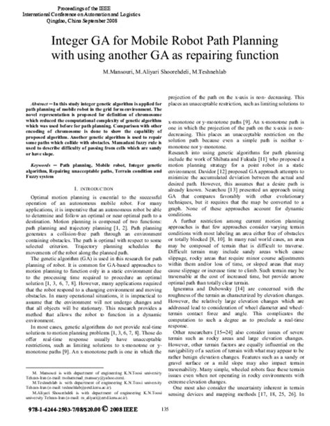 Pdf Integer Ga For Mobile Robot Path Planning With Using Another Ga
