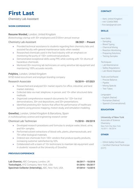 6 Chemistry Cv Examples For 2025 Resume Worded