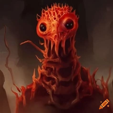 Digital Artwork Of A Red Haired Insectoid Worm