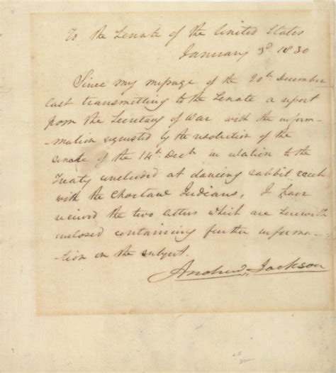 Andrew Jackson Signed Letter First Indian Removal Treaty Raab