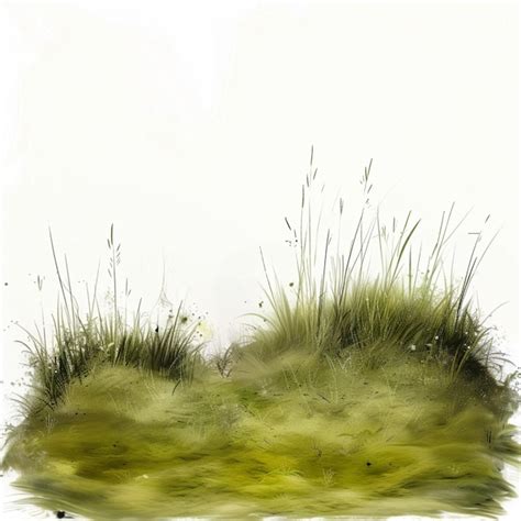 Grassy Area With Grass And Weeds On A White Background Generative Ai Premium Ai Generated Image