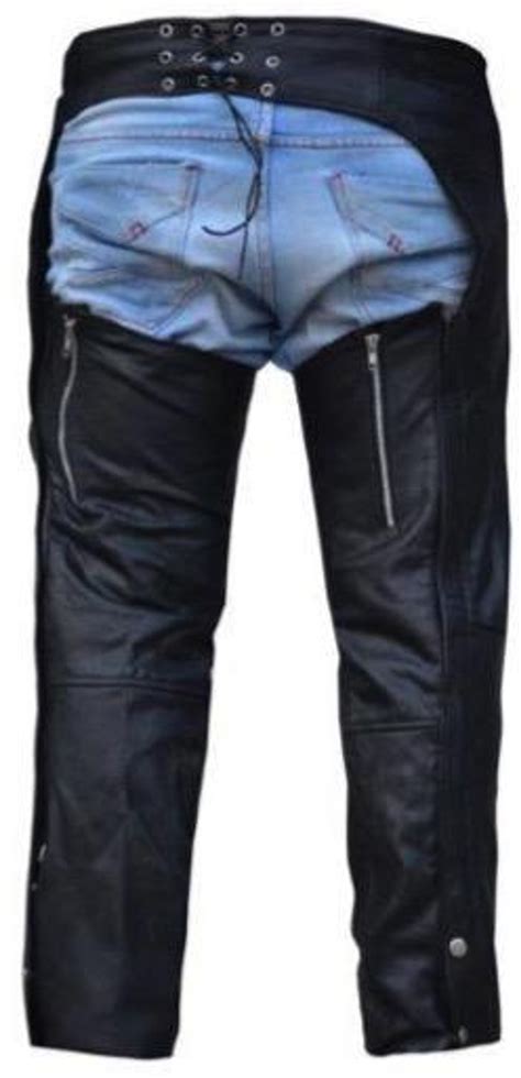 Mens Leather Assless Chaps Motorcycle Chaps Biker Chaps