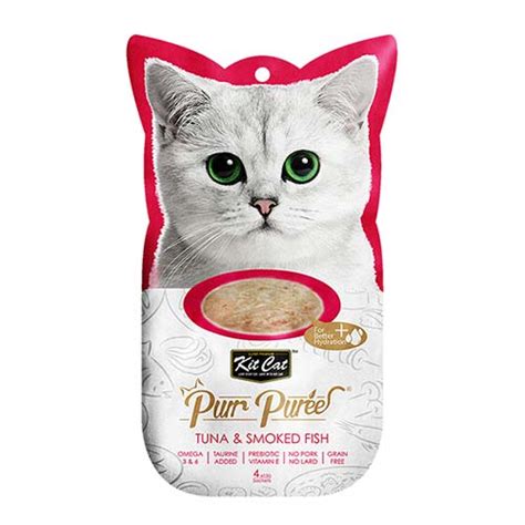 Kit Cat Purr Puree Tuna And Smoked Fish 4x15g Sachets Bayt Al Aleefa