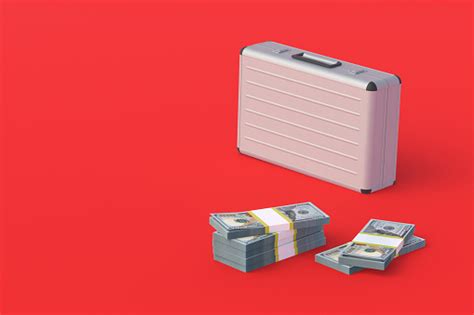 금속 가방 근처 돈의 힙 큰 승리 국제 금융 전송 거래 운영 비즈니스 투자 스타트업 은행 재융자 그랜드 쇼핑 공간을 복사합니다 3d 렌더 3차원 형태에 대한 스톡 사진 및