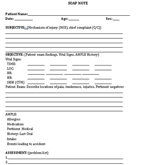 Printable Chiropractic Soap Note Template Printable Word Searches