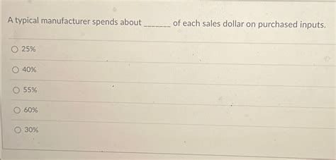 solved a typical manufacturer spends about of each sales