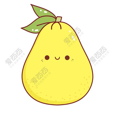 卡通手绘水果柚子线条插画矢量装饰元素