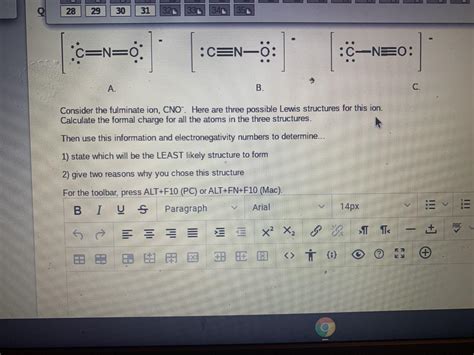 Solved Consider The Fulminate Ion Cno Here Are Three