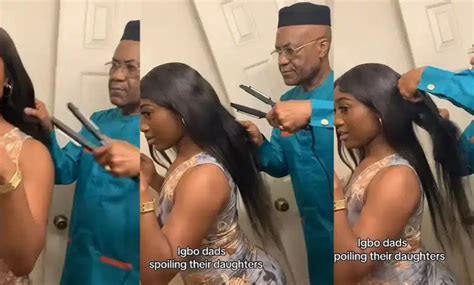 Emotional Moment Father Helps His Daughter Stretch Her Wig