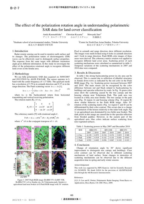 Pdf The Effect Of The Polarization Rotation Angle In Understanding Polarimetric Sar Data For