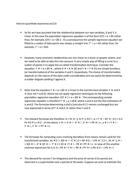 Applied Econometrics Lecture Notes 1 8 Intro To Quantitate Economics Ec114 So Far We Have