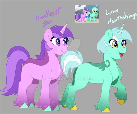 Mlp Hc Redesign Amethyst And Lyra By Rainorld On Deviantart
