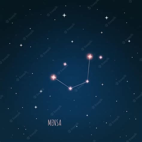 별이 빛나는 하늘의 별자리 멘사 계획 열린 공간 망원경을 통한 별자리 프리미엄 벡터