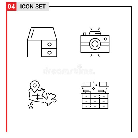 Pictogram Set Of Simple Filledline Flat Colors Of Bureau Vintage