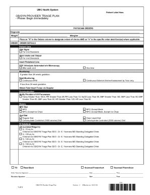 Fillable Online OB GYN PROVIDER TRIAGE PLAN Phase Begin Immediately Fax Email Print PdfFiller