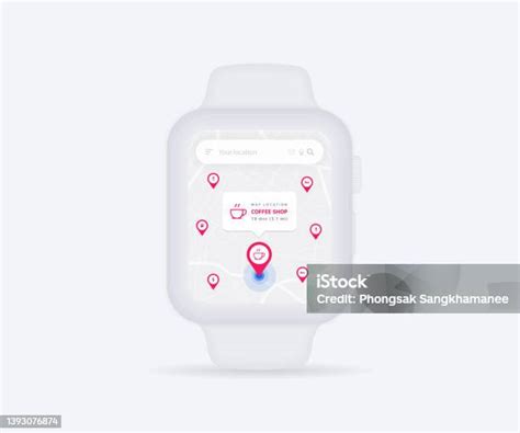 스마트 워치지도 Gps 네비게이션 앱 Ux Ui 개념 시계지도 응용 프로그램 앱 검색지도 손목 시계 기술지도 도시 탐색 손목