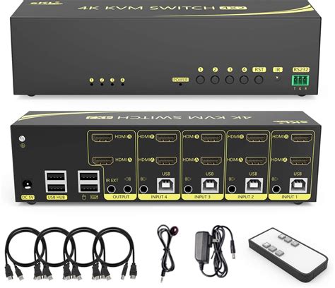 Amazon Com EKL HDMI KVM Switch 4 In 2 Out Dual Monitor Extended Display 4K 60Hz 4 4 4 With