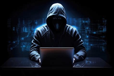 Hacker Committing Digital Cybercrime In Front Of Computer Premium Ai
