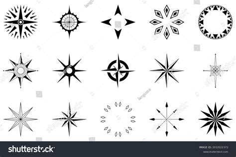 Abstract Compass Rose Vector Set Isolated Stock Vector Royalty Free