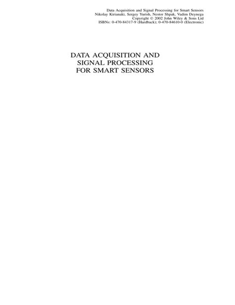 Data Acquisition And Signal Processing For Smart Sensors