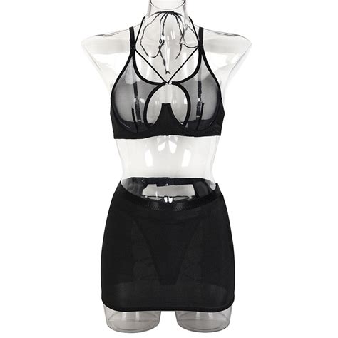 See Through Mesh Bra And Panty Set