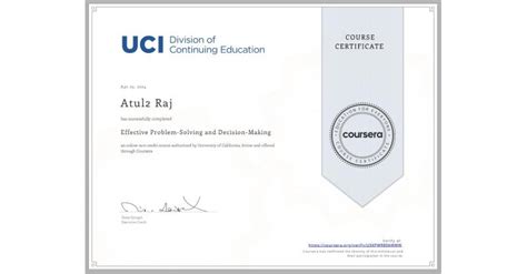 Completion Certificate For Effective Problem Solving And Decision