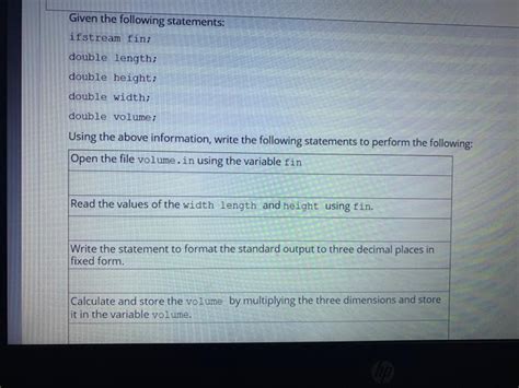 Given The Following Statements Ifstream Fin Double