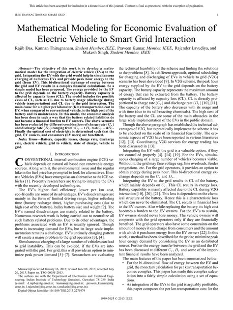 Pdf Mathematical Modeling For Economic Evaluation Of Electric Vehicle